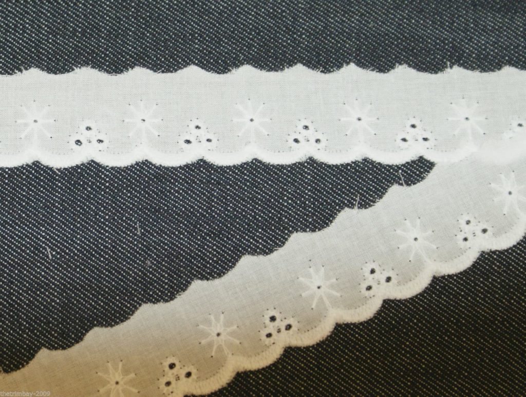 Cream Embroidery Anglaise Lace Trim | Nova Trimmings